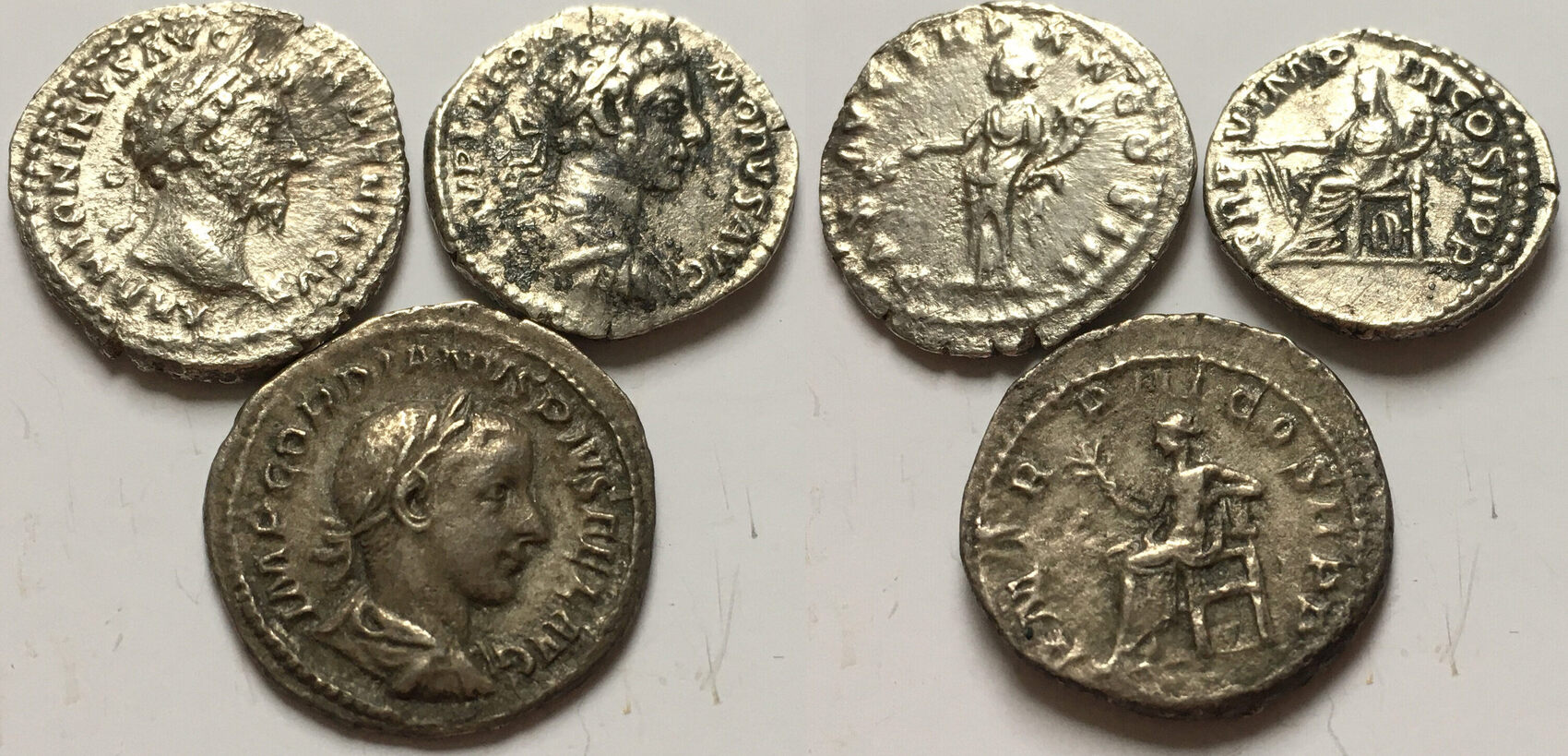 ROMAN EMPIRE Group of 3x AR denarius circa 160-244 A.D. Group of 3 ...