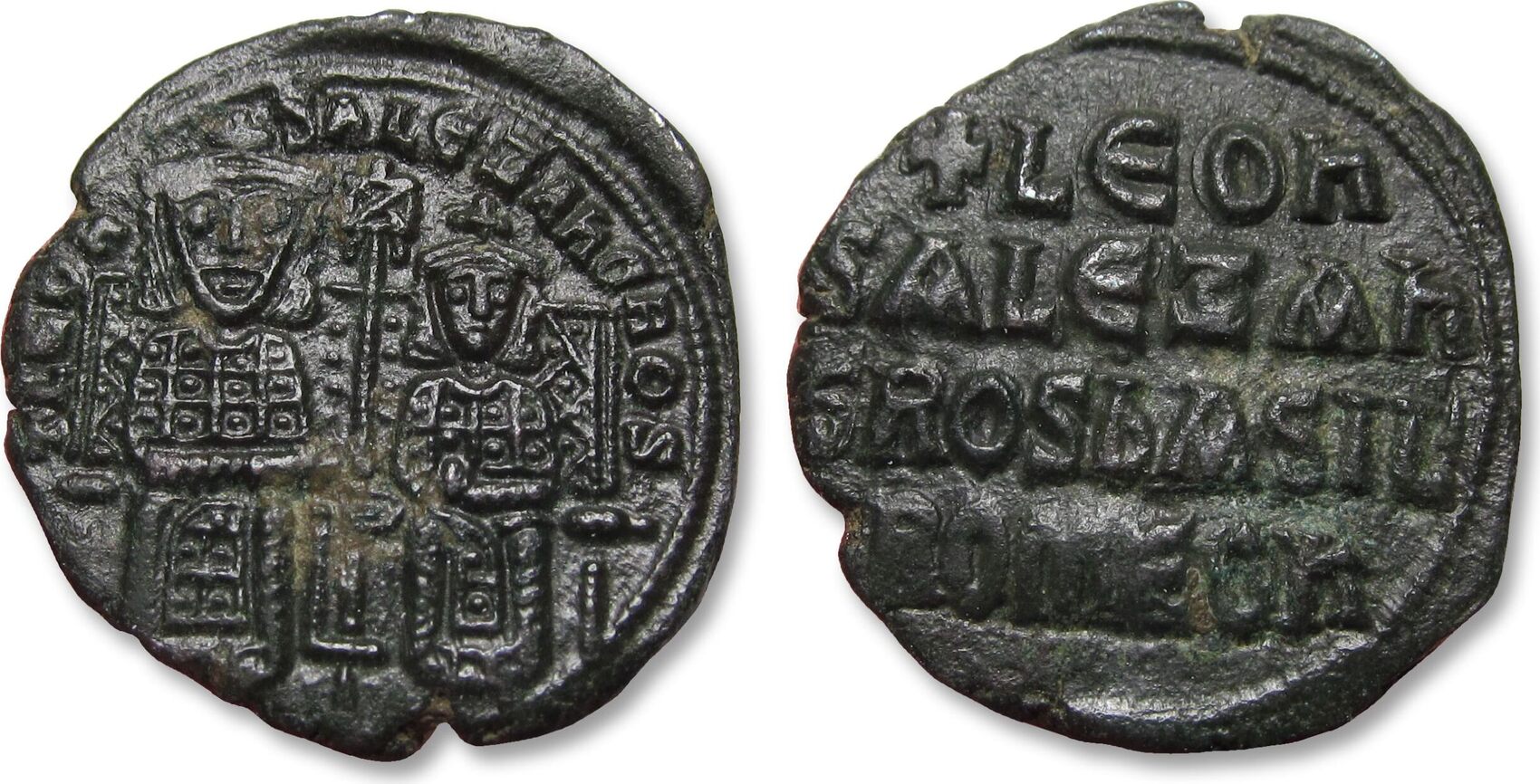 BYZANTINE EMPIRE 27mm AE follis 886-912 A.D. Leo VI the Wise with ...