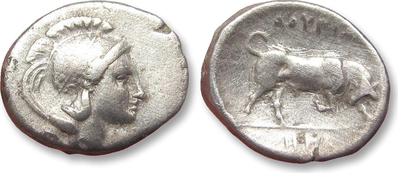 ANCIENT GREECE AR silver triobol circa 350-300 B.C. Southern Lucania ...