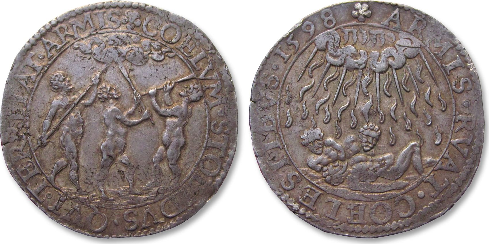 AR silver jeton 1598 A.D. Spanish Netherlands, Dordrecht mint: the ...