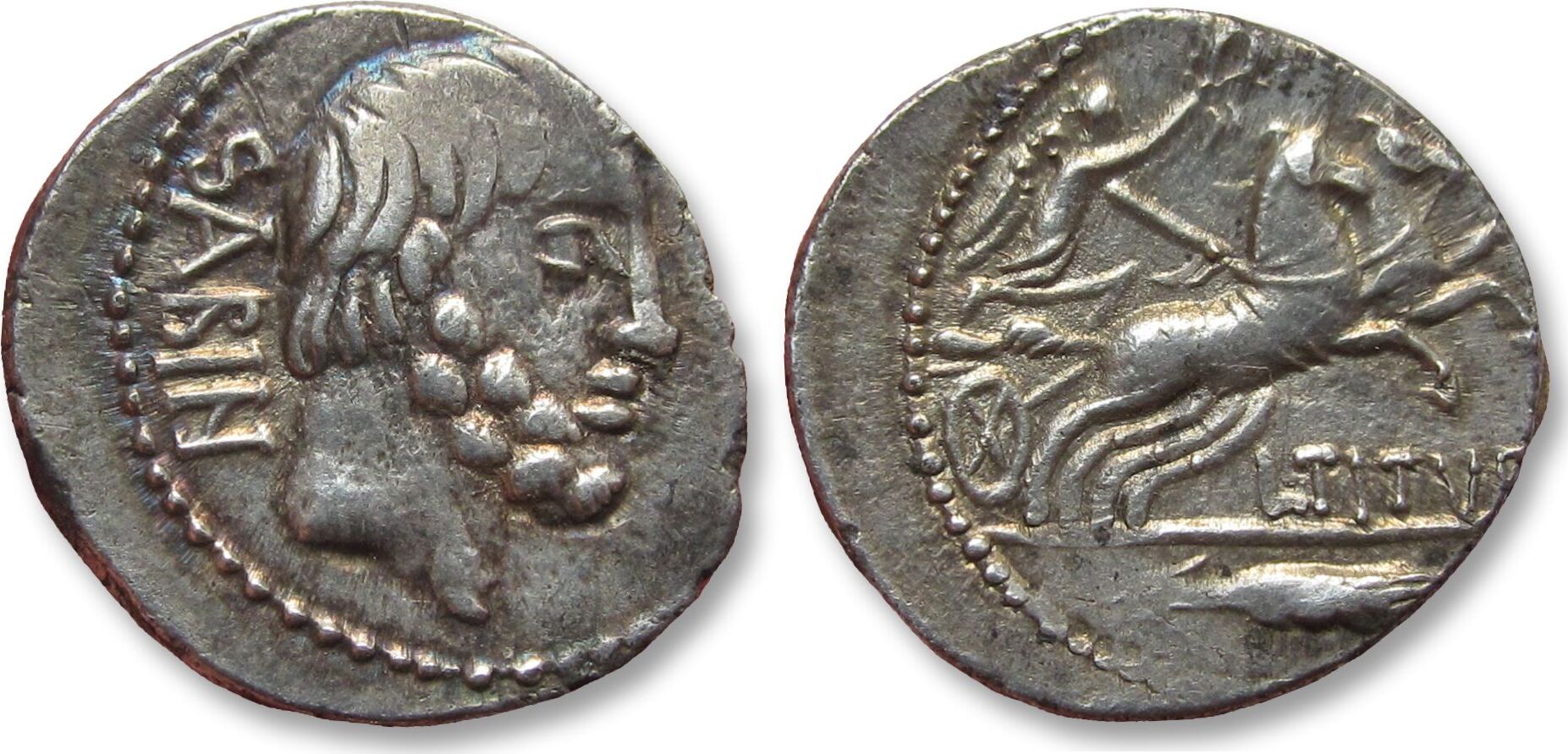 ROMAN REPUBLIC AR denarius 89 B.C. L. Titurius L.f. Sabinus, Rome ...