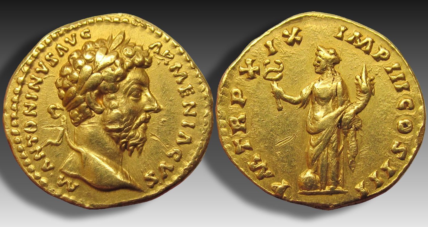 ROMAN EMPIRE AV gold aureus 165 A.D. Marcus Aurelius, Rome mint - great ...