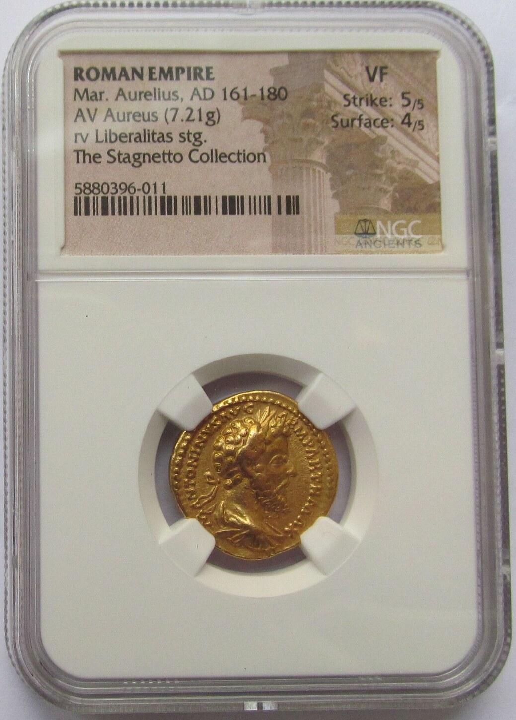 ROMAN EMPIRE AV gold aureus 166-167 A.D. Marcus Aurelius, Rome mint ...