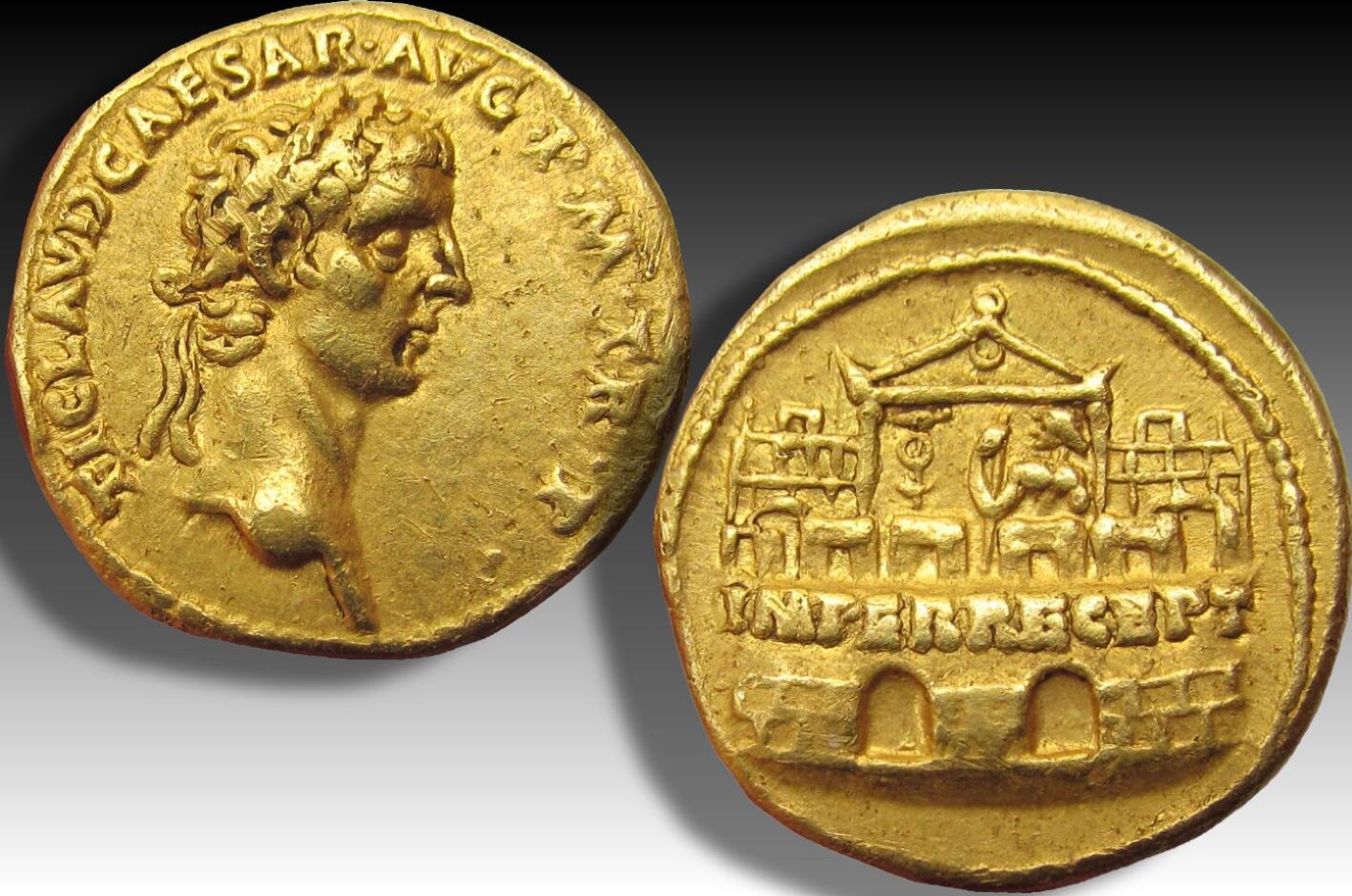 ROMAN EMPIRE AV gold aureus 41 - 42 A.D. Emperor Claudius, Lugdunum ...