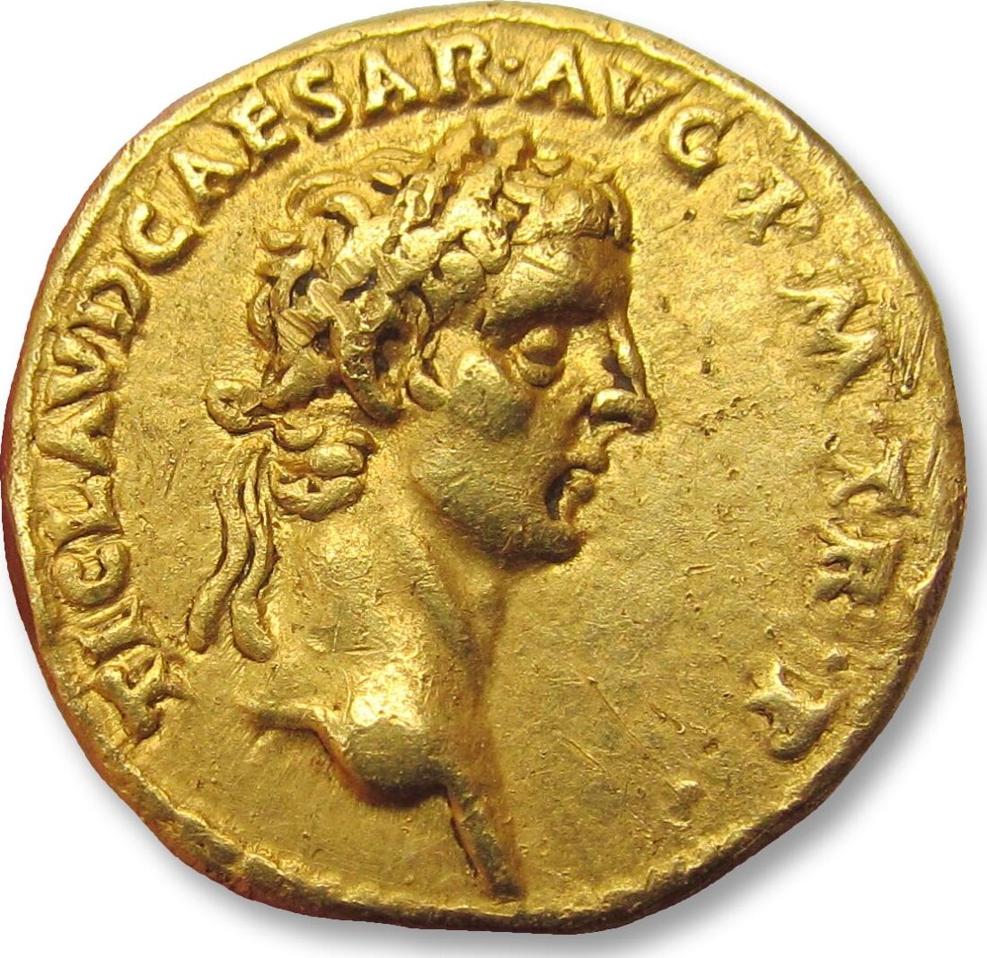 ROMAN EMPIRE AV gold aureus 41 - 42 A.D. Emperor Claudius, Lugdunum ...