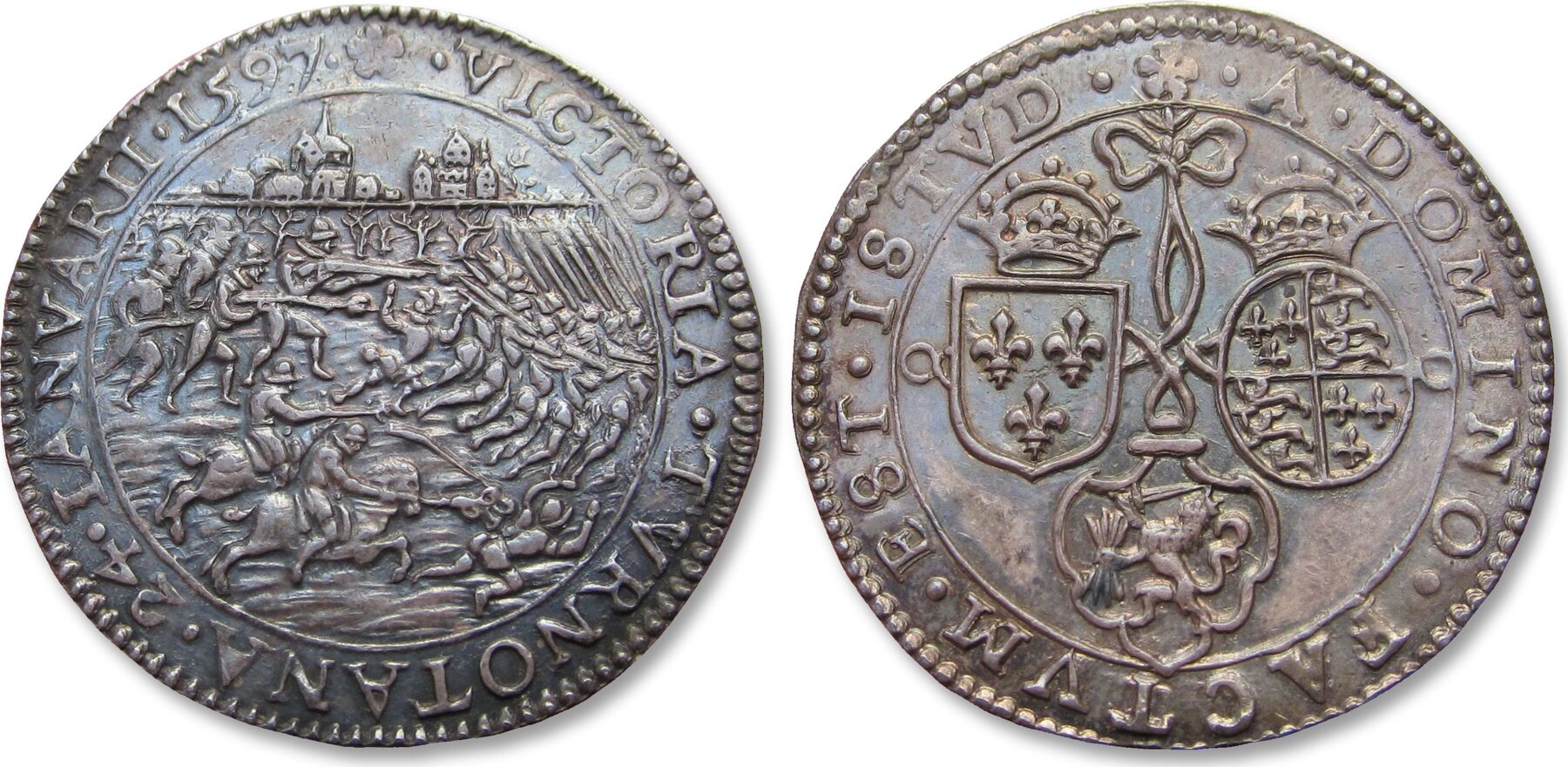 SPANISH NETHERLANDS Silver jeton 1597 A.D. Dordrecht mint 1597: victory ...