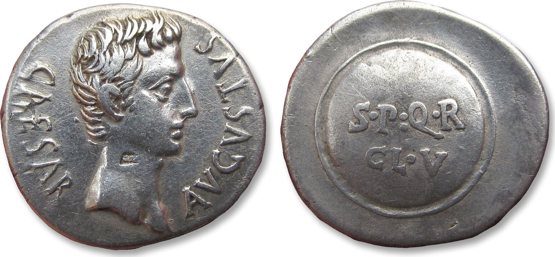 ROMAN EMPIRE AR denarius 19-18 B.C. Octavian as Augustus, Colonia ...