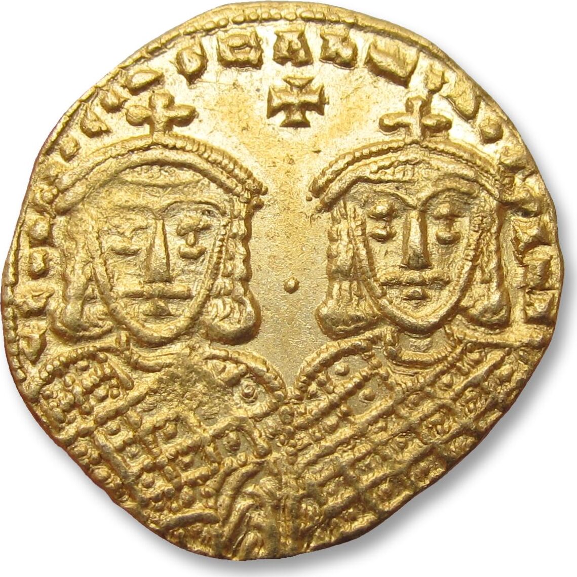 BYZANTINE EMPIRE AV gold solidus 780-787 A.D. Constantine VI, with Leo ...