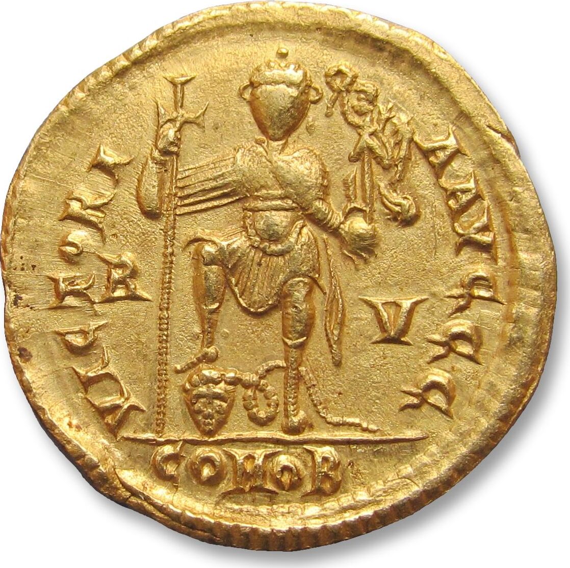 ROMAN EMPIRE AV gold solidus 426-455 A.D. Valentinian III ...