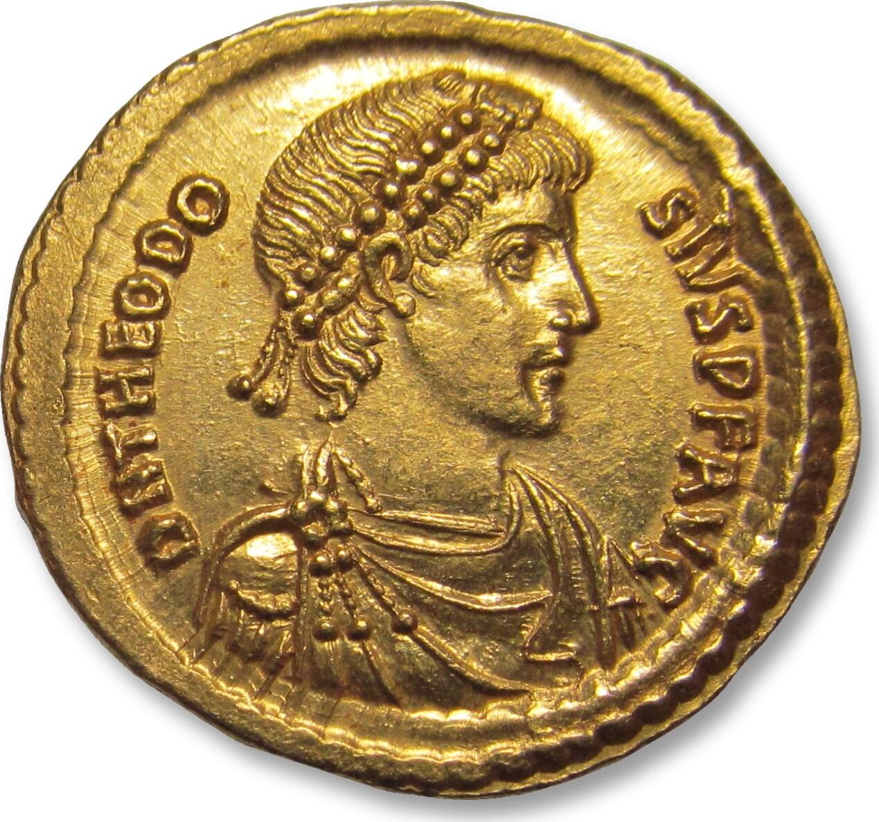 ROMAN EMPIRE AV gold solidus 388-392 A.D. Theodosius I, Constantinople ...