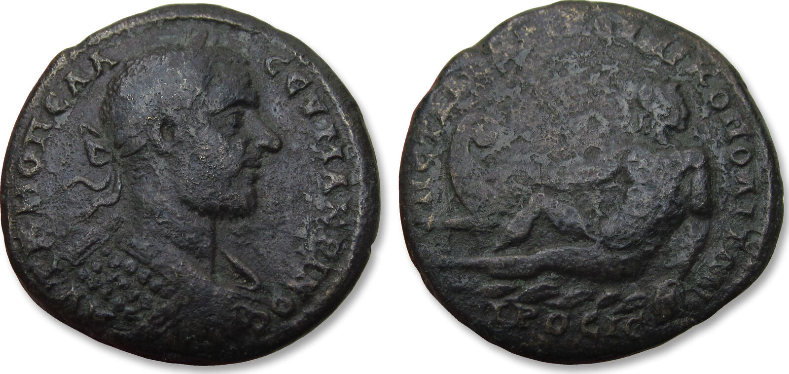 ROMAN EMPIRE Æ 27mm (tetrassarion) 217-218 A.D. Macrinus, Moesia ...