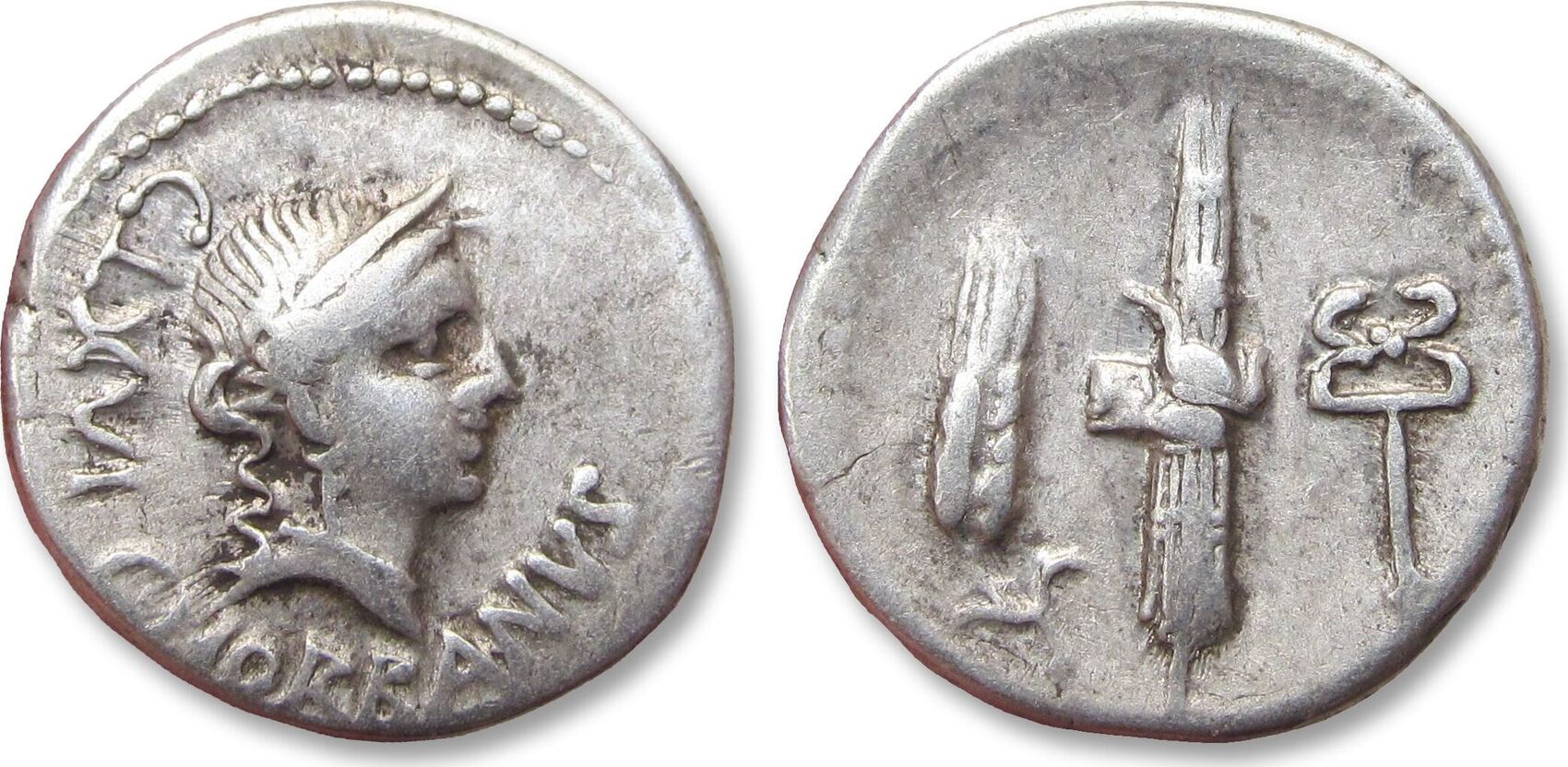 ROMAN REPUBLIC AR denarius 83 B.C. C. Norbanus, Rome mint -- control ...