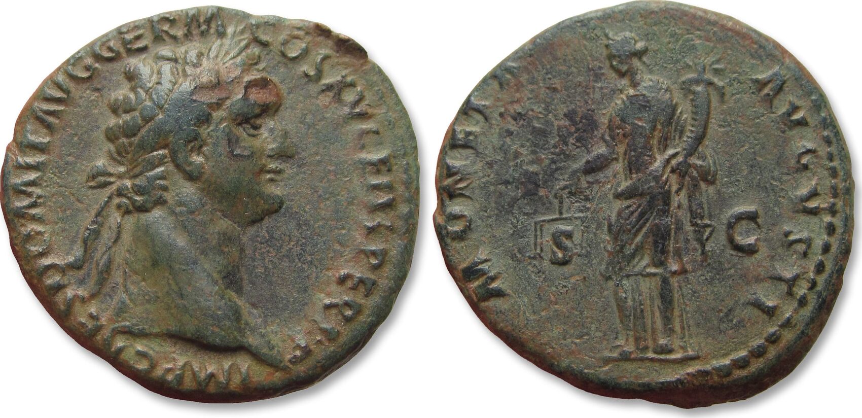 ROMAN EMPIRE AE 27mm As 90-91 A.D. Domitian / Domitianus, Rome mint ...