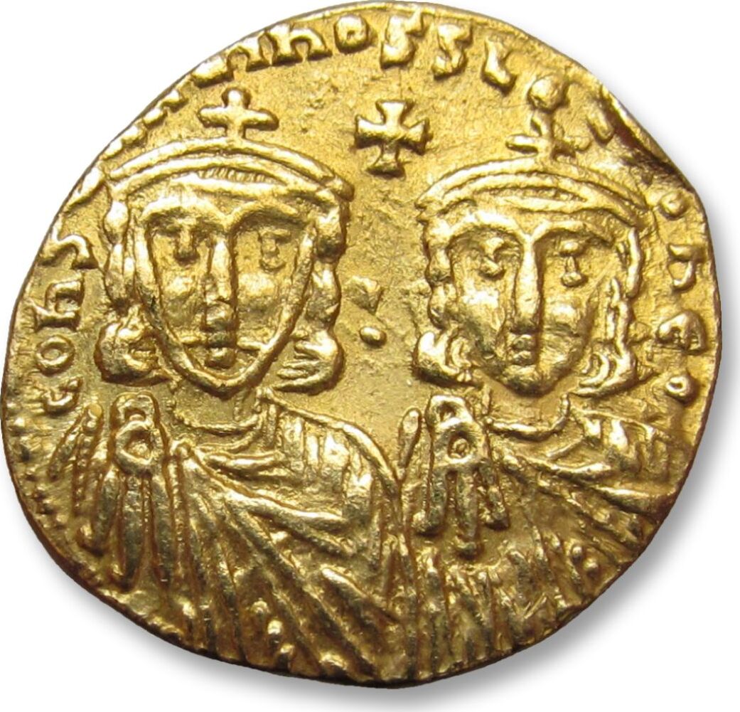 BYZANTINE EMPIRE AV gold solidus 756-764 A.D. Constantine V Copronymus ...