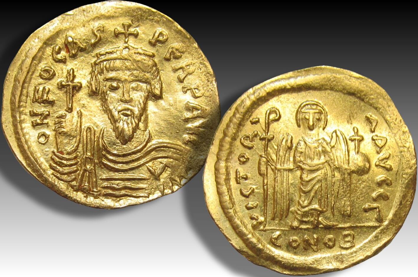 BYZANTINE EMPIRE AV gold solidus 603-607 A.D. Focas / Phocas ...