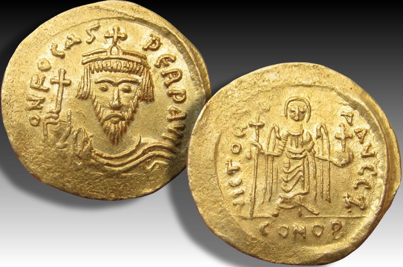 BYZANTINE EMPIRE AV gold solidus 603-607 A.D. Focas / Phocas ...