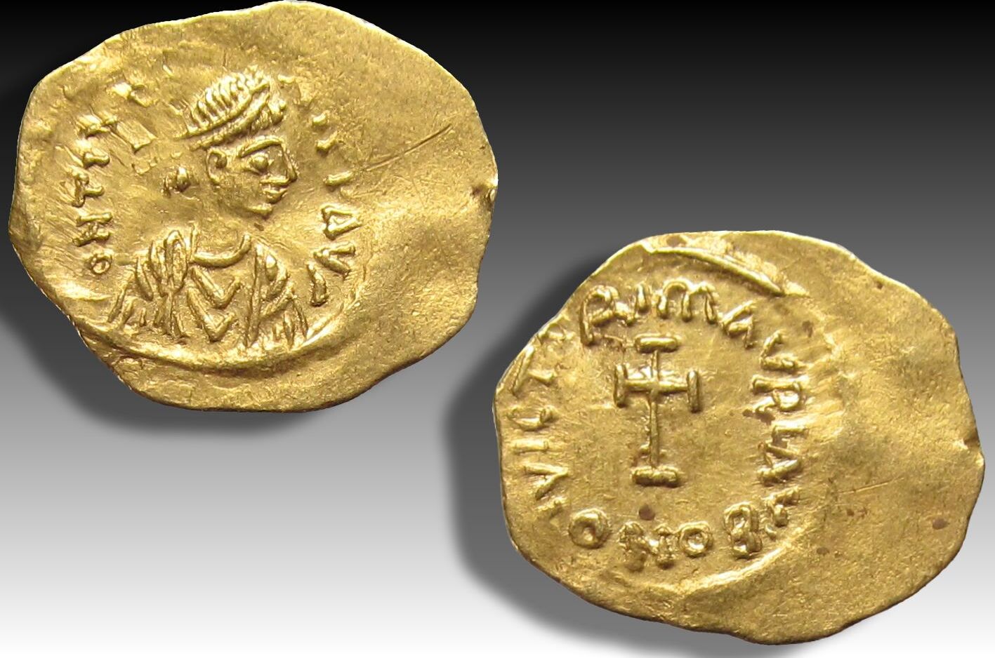 BYZANTINE EMPIRE AV gold tremissis 582-602 A.D. Maurice Tiberius ...
