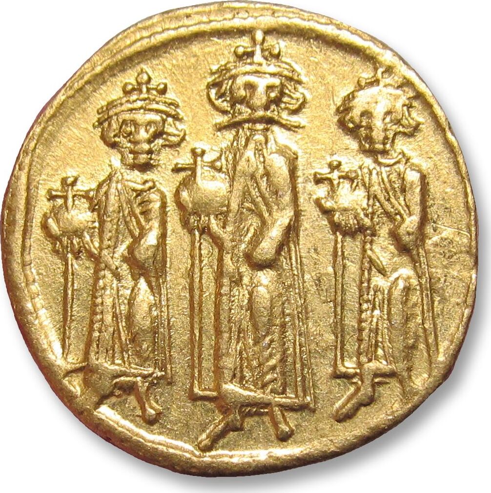 BYZANTINE EMPIRE AV gold solidus circa 639-641 A.D. Heraclius, with ...