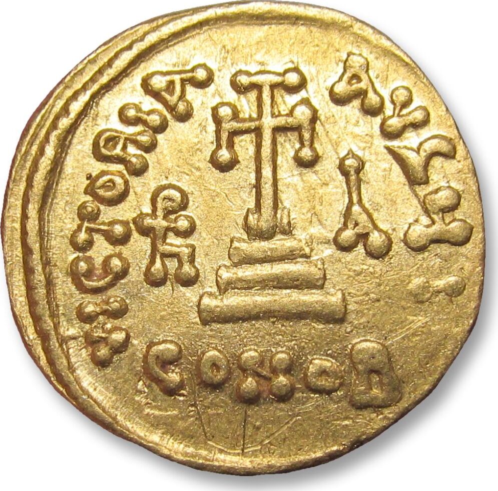BYZANTINE EMPIRE AV gold solidus circa 639-641 A.D. Heraclius, with ...