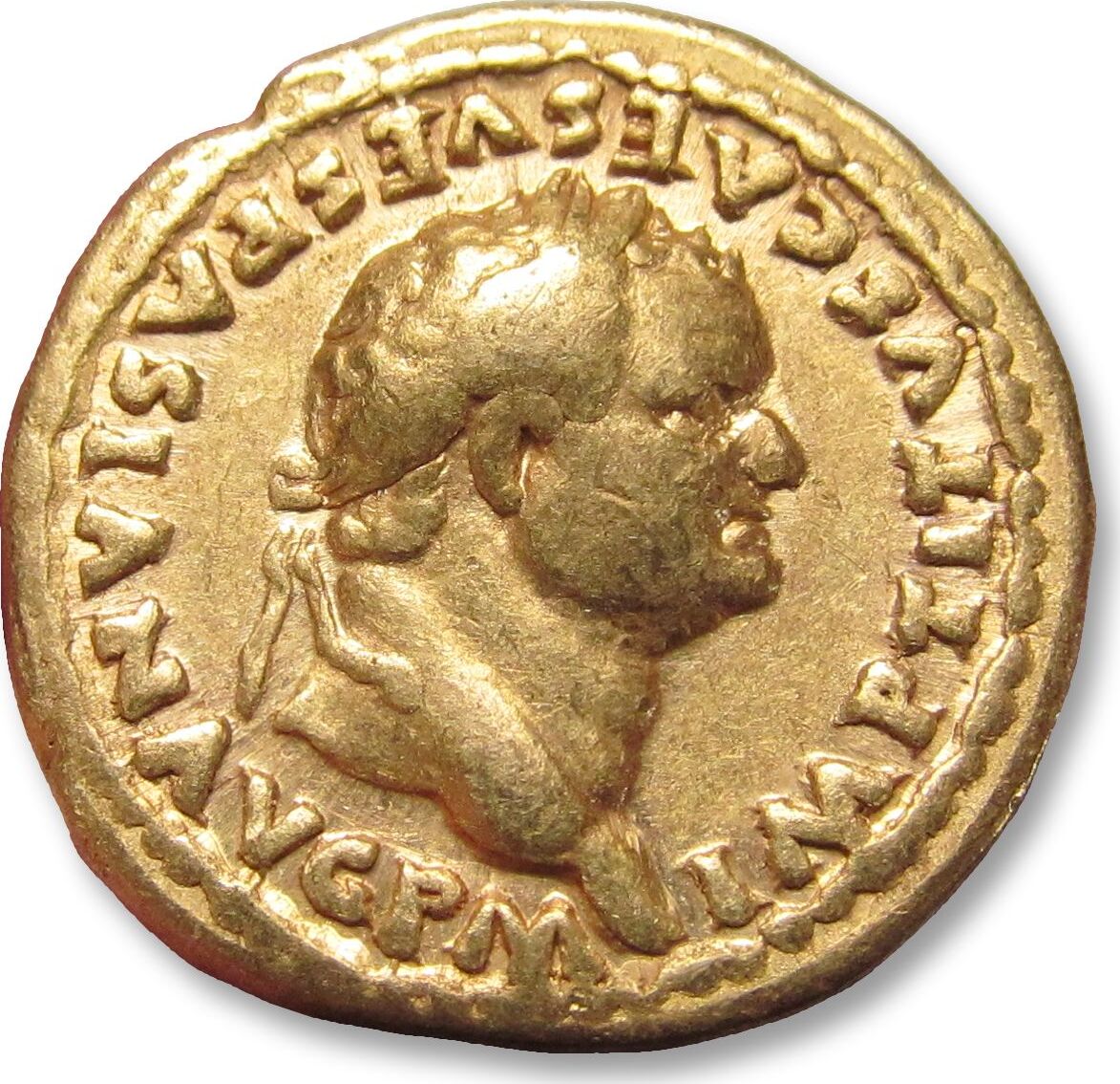 ROMAN EMPIRE AV gold aureus 79 A.D. Titus, Rome mint - TR P VIIII IMP ...