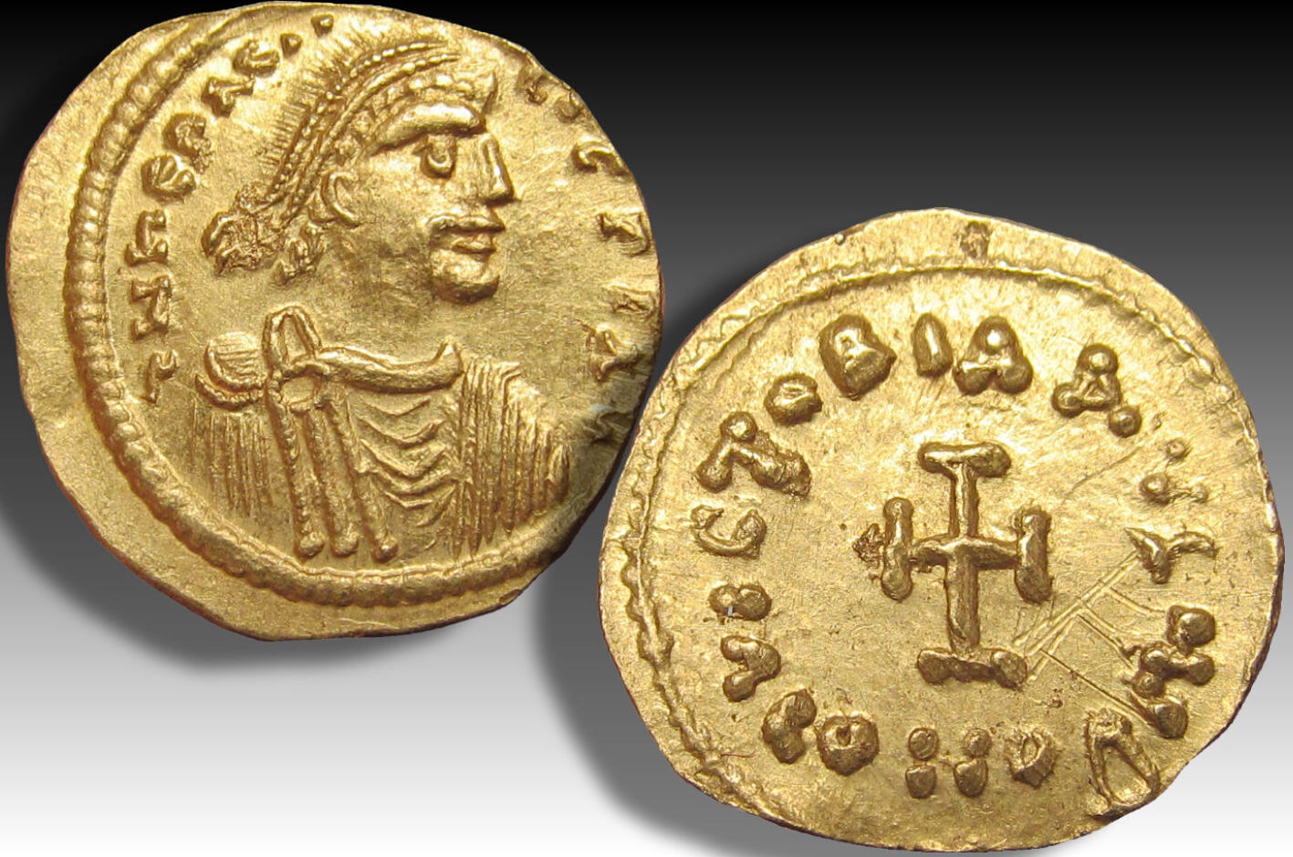 BYZANTINE EMPIRE AV gold tremissis 610-641 A.D. Heraclius ...
