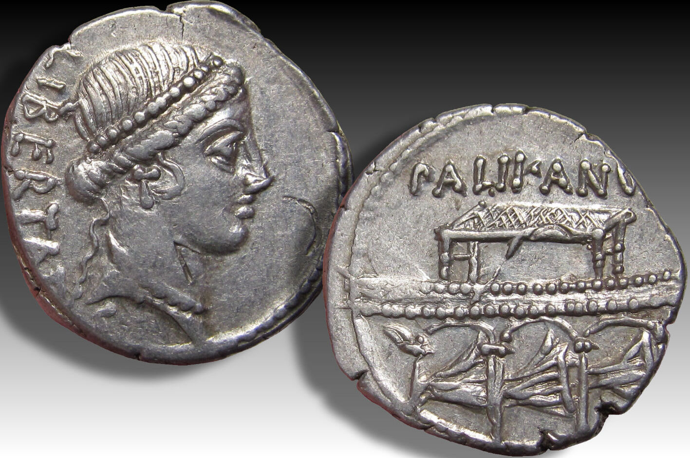 ROMAN REPUBLIC AR denarius 45 B.C. Lollius Palicanus / Palikanus, Rome ...
