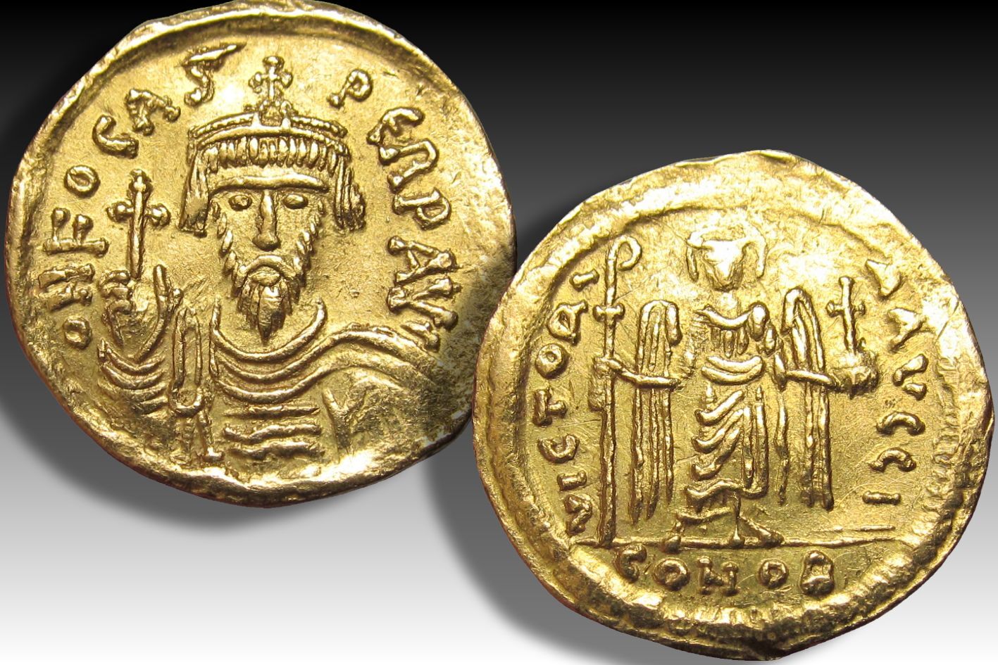 BYZANTINE EMPIRE AV gold solidus 603-610 A.D. Focas / Phocas ...