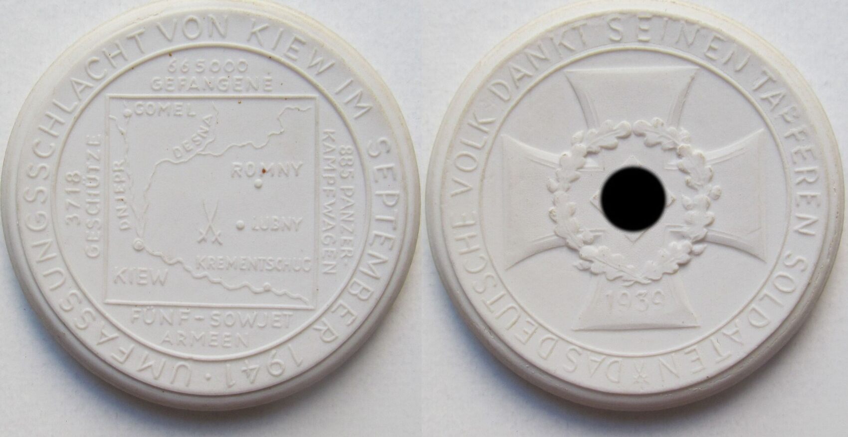 GERMANY - THIRD REICH / 3. Reich white porcelain medal MEISSEN ...