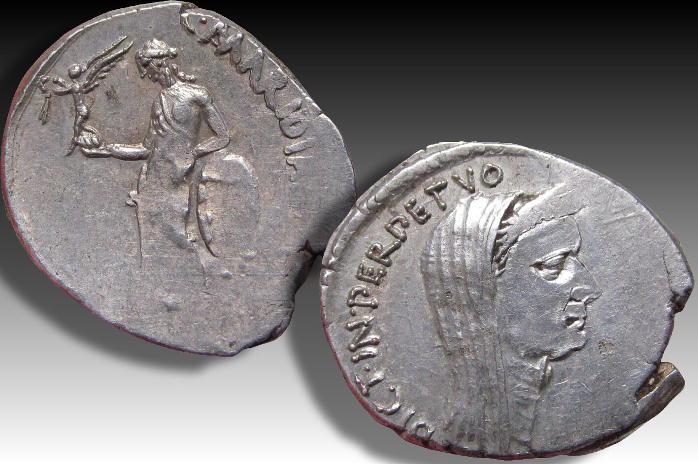 ROMAN REPUBLIC AR denarius February-March 44 B.C. C. Julius Caesar ...