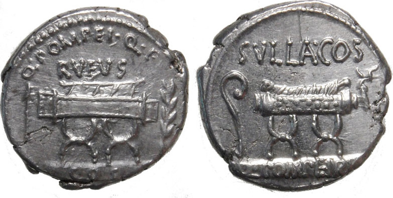 Roman Republic denarius 54 BC. Q.Pompeius Rufus Exf / st | MA-Shops