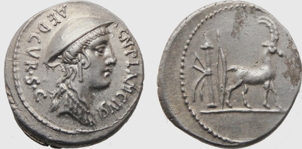 Roman Republic denarius 55 BC. CN.Plancius good vz | MA-Shops