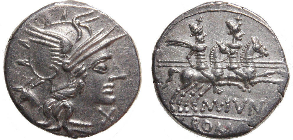 Roman Republic Ar.denarius 145BC. M.Junius Silanus lustrous,Exf. | MA-Shops