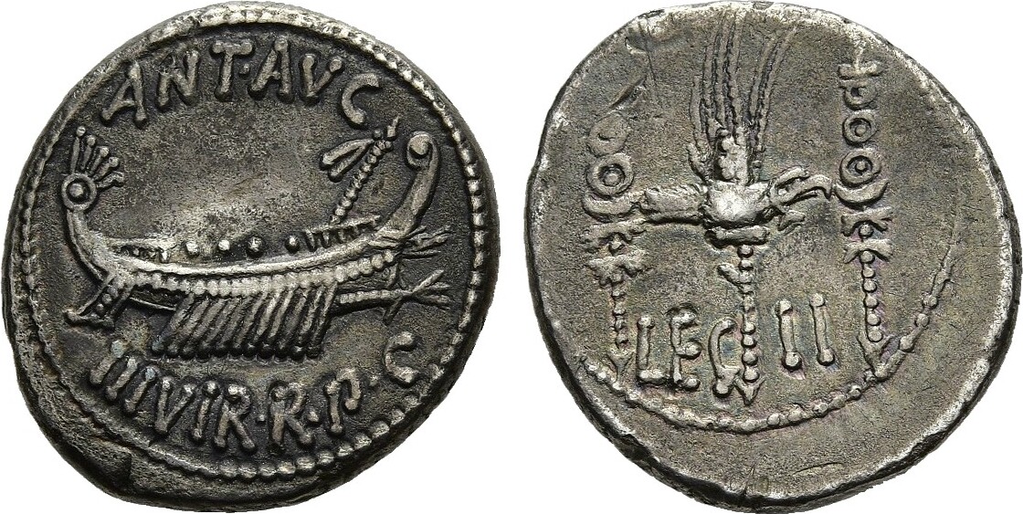 Denar 32-31 v. Chr. RÖMISCHE REPUBLIK NACH 211 V. CHR. Marcus Antonius ...