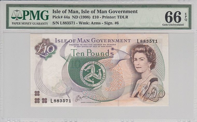 ISLE OF MAN P.44a - 10 Pounds ND1998 PMG 66 EPQ | MA-Shops
