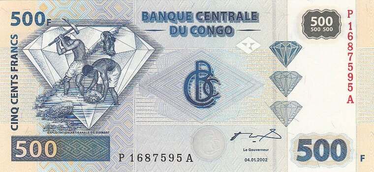 2002 CONGO DEM. REPUBLIC P.96a - 500 Francs UNC unz | MA-Shops