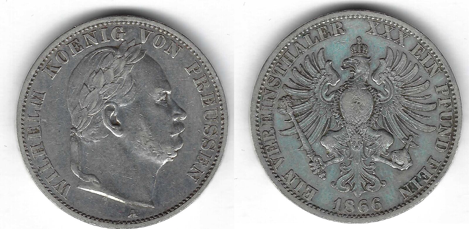 Prusse / Preussen / Prussia Thaler 1866 A Wilhelm F.SS | MA-Shops