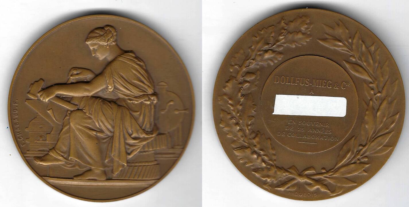 France / Frankreich / Mulhouse / Elsass Médaille en bronze N.D. Dollfus ...