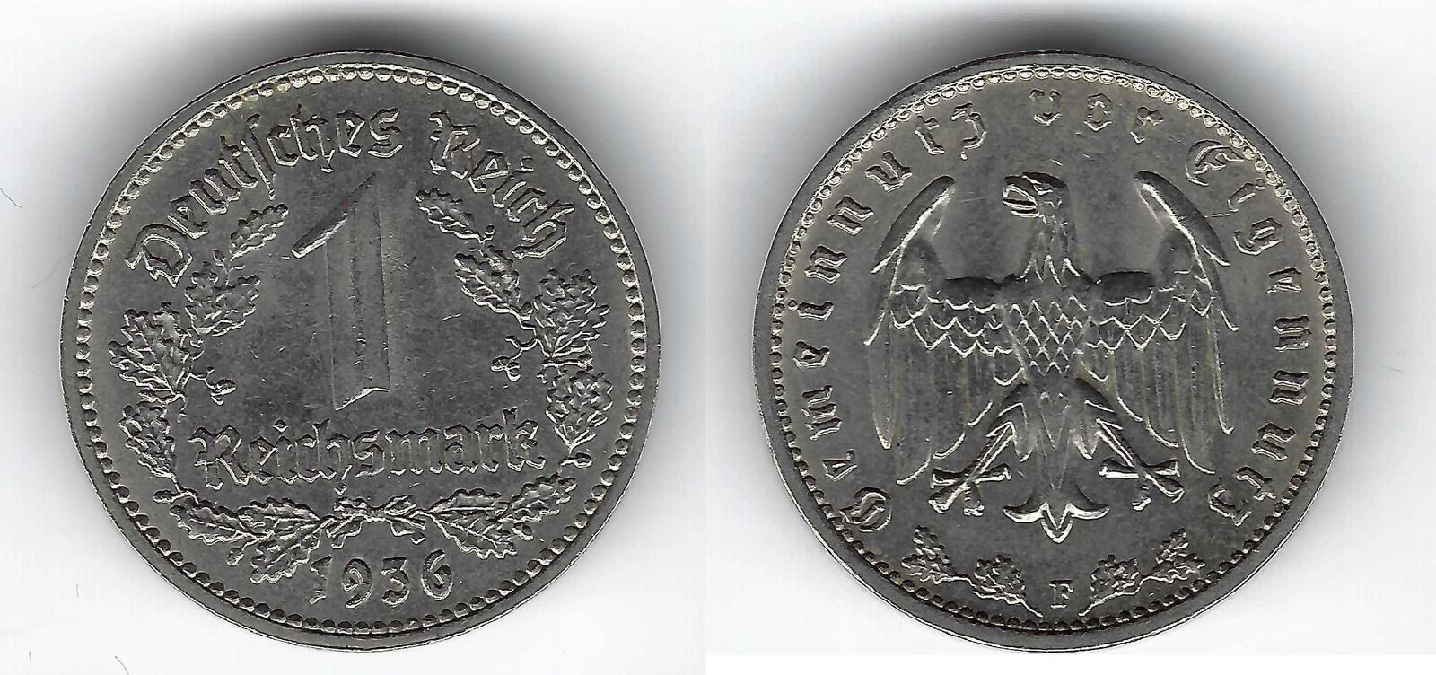 Allemagne / Germany / Deutschland 1 Reichsmark 1936 F III Reich SS | MA-Shops
