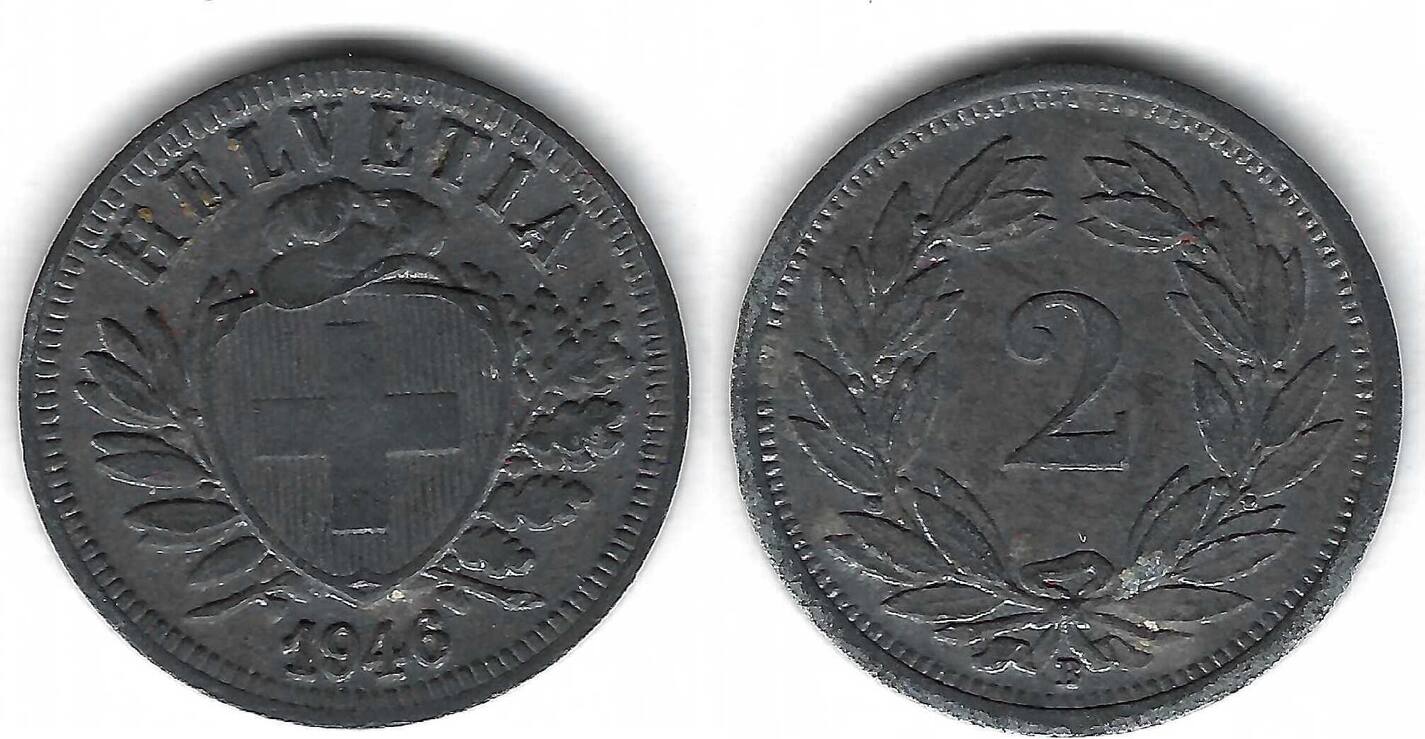 Suisse / Schweiz / Switzerland 2 Rappen 1946 Helvetia SS | MA-Shops