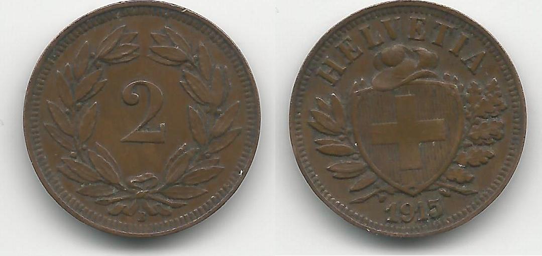 Suisse / Schweiz / Switzerland 2 Rappen 1915 Helvetia SS | MA-Shops