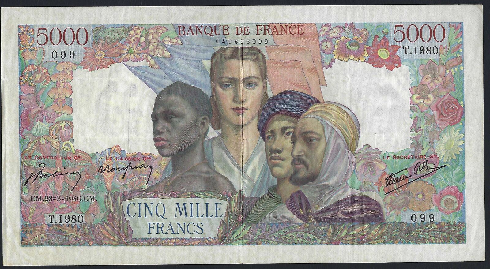 France / Frankreich 5000 Francs 28/03/1946 Empire Français T.1980 SS ...