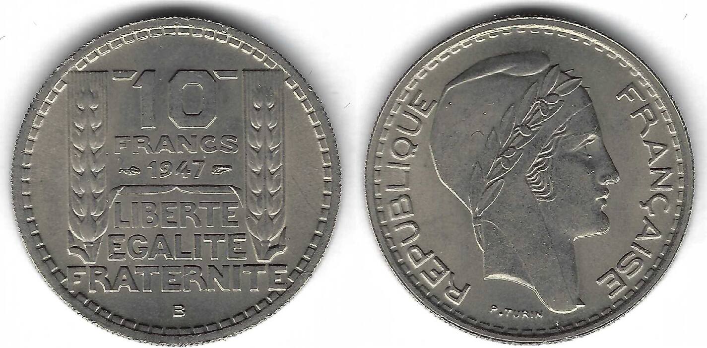 France / Frankreich 10 Francs 1947 B Turin petite tête F.VZ | MA-Shops