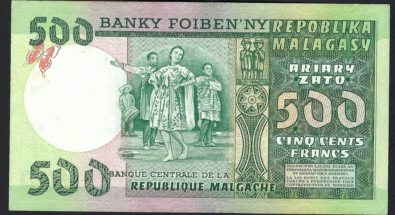 Madagascar 500 Francs 1974/1975 République Malgache SS | MA-Shops