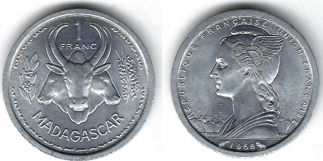 Madagascar 1 Franc 1959 Union Française VZ | MA-Shops