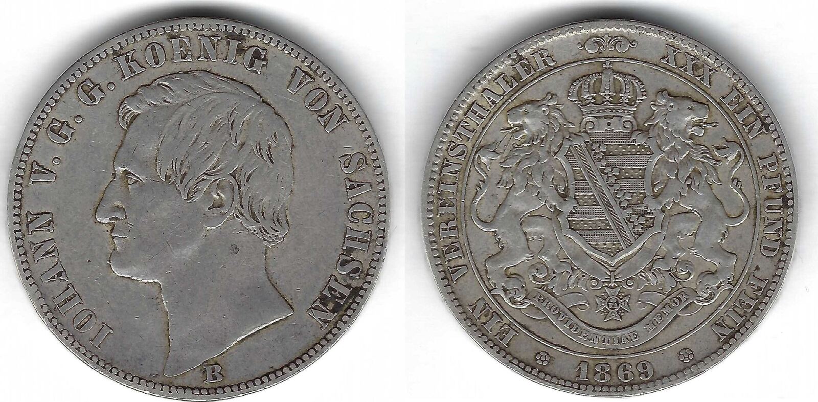 Saxe Sachsen Saxony Taler 1869 B Johann Ss Ma Shops