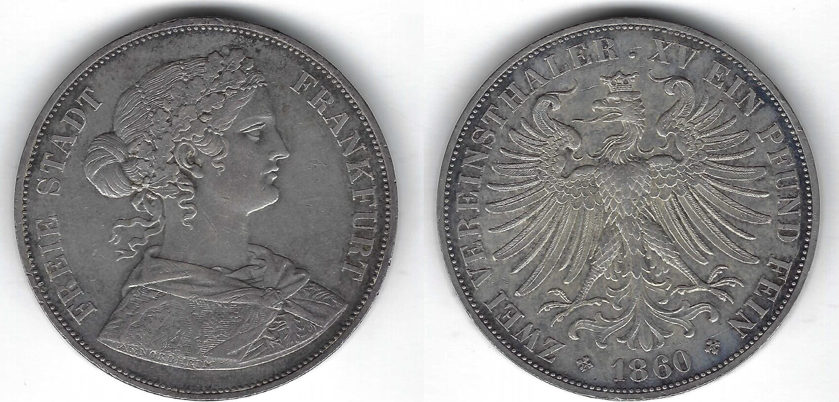 Frankfurt / Francfort Doppeltaler 1860 Freie Stadt SS (Min. Randfehler) | MA-Shops