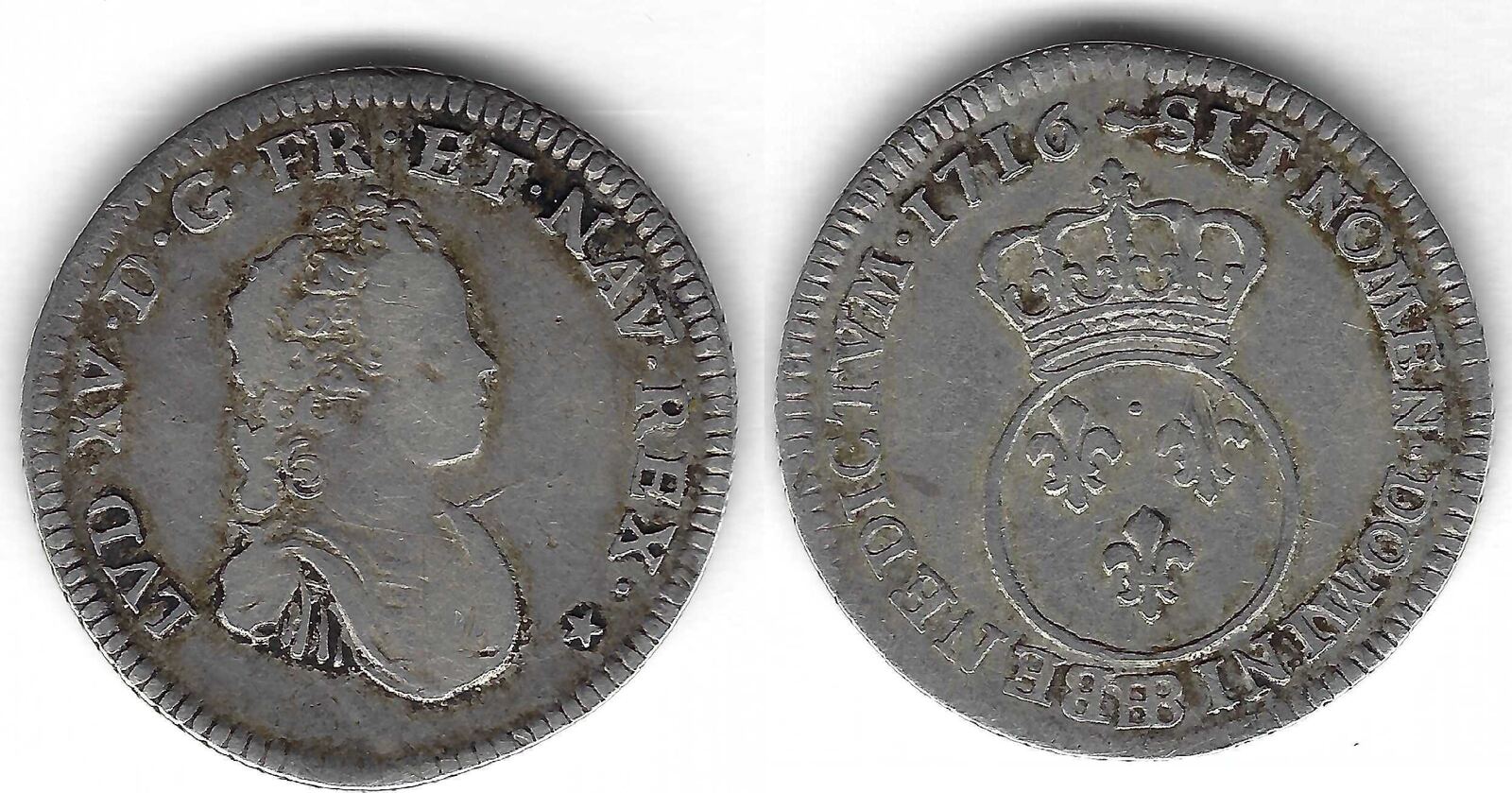 France / Elsass / Strasbourg / Straßburg 1/10 écu Vertugadin 1716 BB ...