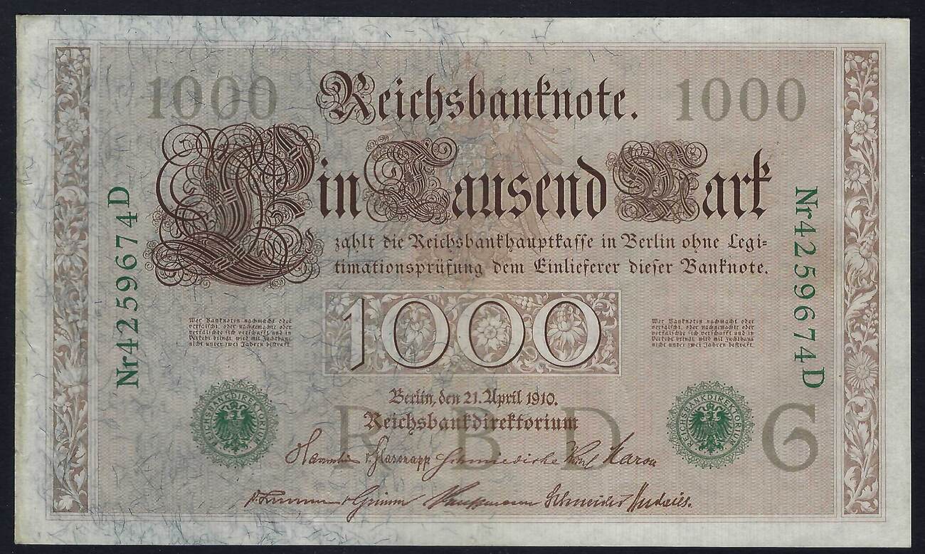 Allemagne / Germany / Deutschland 1000 Mark 21/04/1910 Reichsbanknote ...
