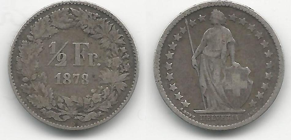Suisse / Schweiz / Switzerland 1/2 Franc 1878 Helvetia B | MA-Shops