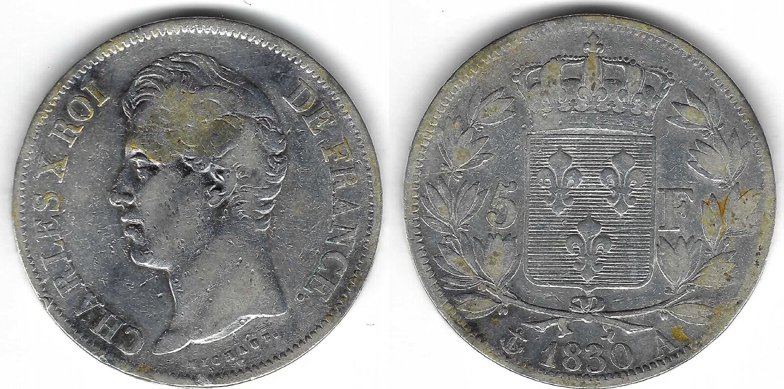 France / Frankreich 5 Francs 1830 A Charles X B / TB | MA-Shops